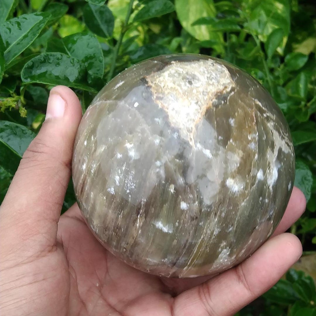 85mm Golden Healer Sphere: Yellow Hematoid Crystal, Handmade in India ...