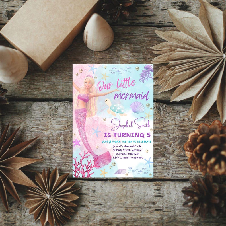Editable Splish Splash Mermaid Pool Party Invitation Girl Birthday ...