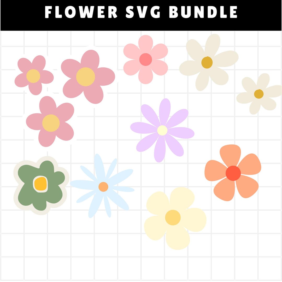 Retro Flower Shapes SVG\ Flower SVG\ Daisy Flower PNG\ Retro Daisy Svg ...