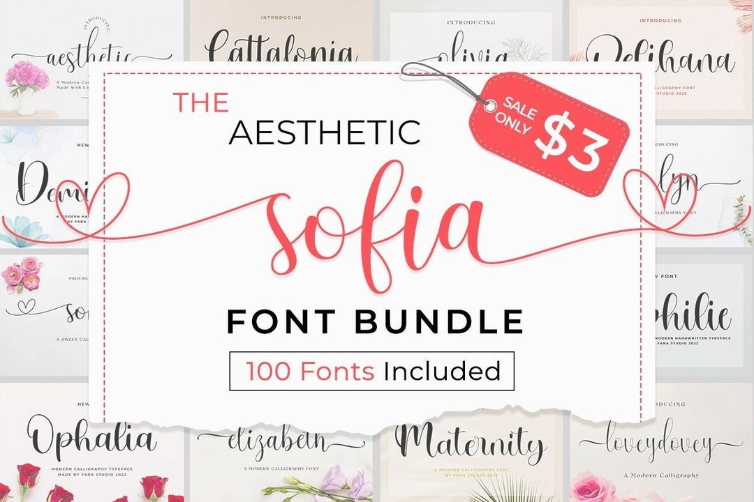 100 Sofia Font Bundle, Handwritten Font With Tails, Wedding Font, Modern Font, Display Font ...