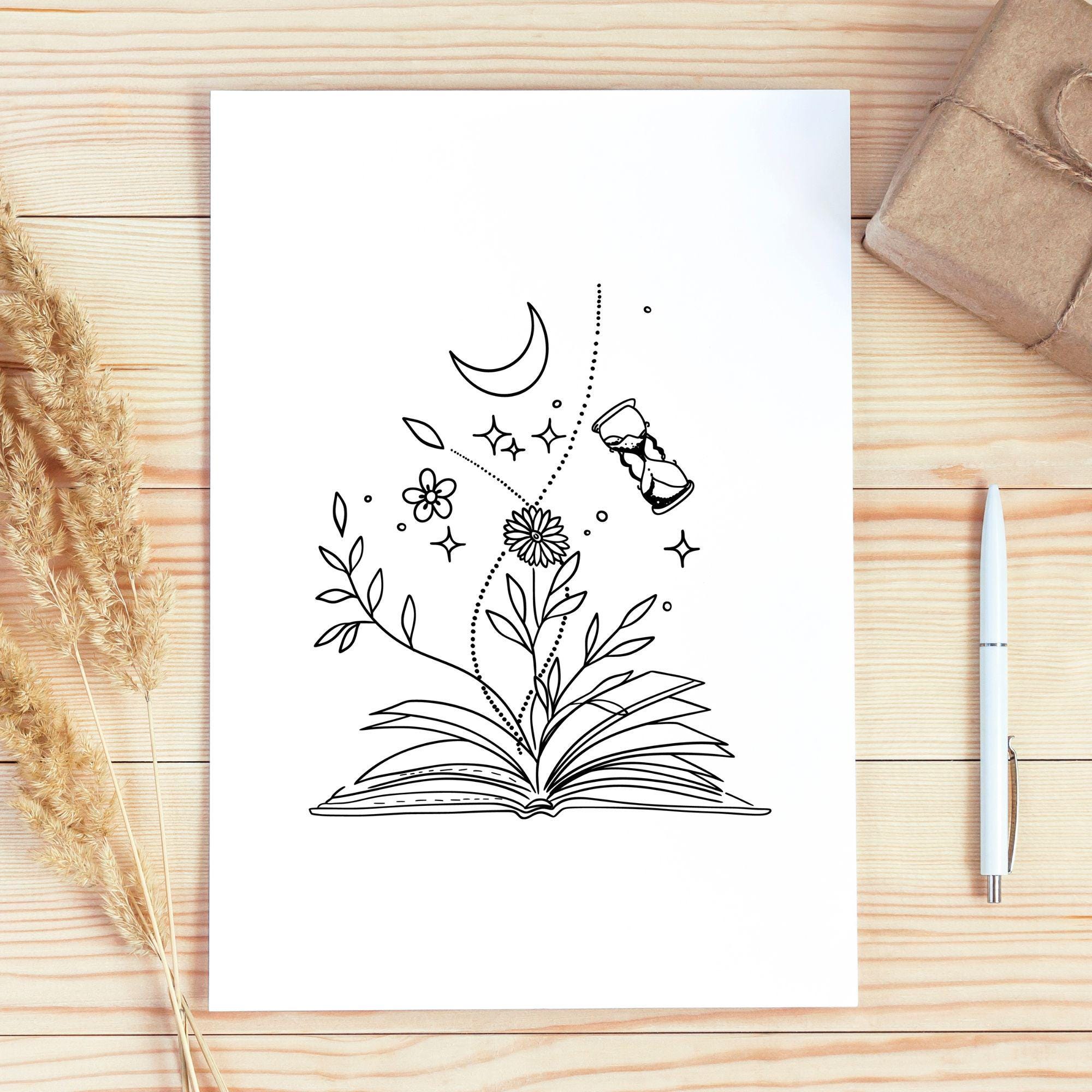 Book SVG Line Art | Book Line Drawing | Line Digital File | Laser ...