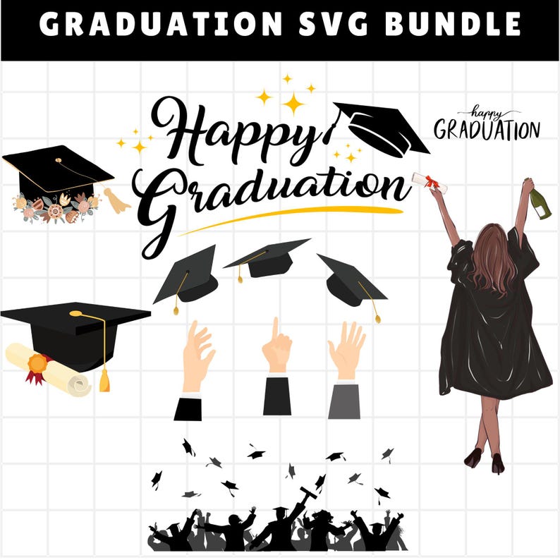 GRADUATION SVG Bundle\ Graduation Silhouettes Svg\ Graduation Cap Svg ...