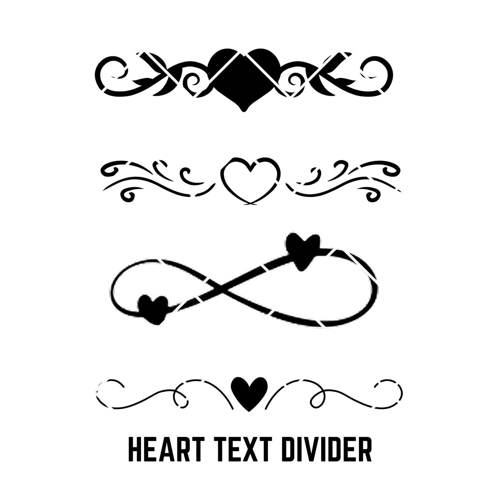 Heart Text Divider SVG, Heart Separator SVG, Heart Vine SVG, Decorative ...