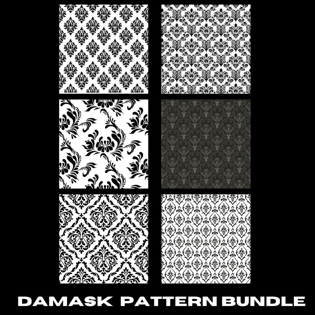 6 Damask Pattern SVG, Vintage Pattern SVG, Damask SVG, Damask Clipart ...