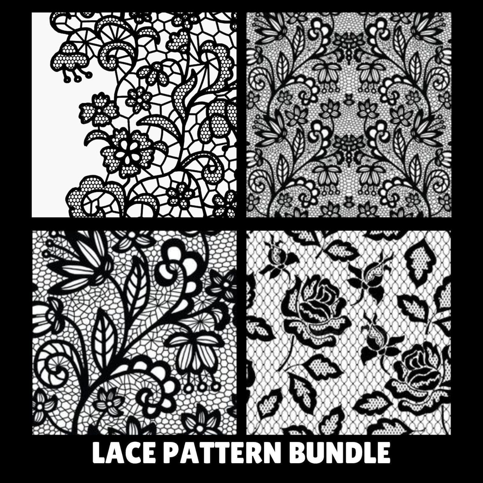 Lace Pattern SVG, Lace Floral Pattern, Lace Western Pattern, Seamless ...