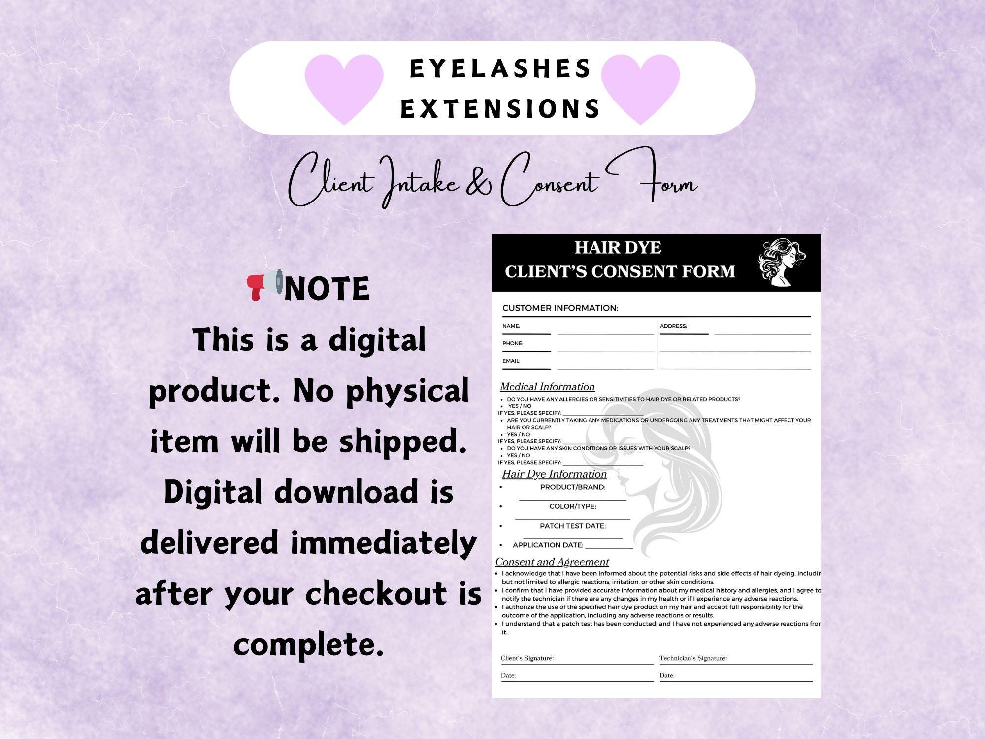 Hair Color Intake Form, Hair Color Consent Form, Canva Template, Hair ...