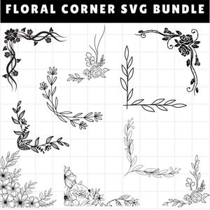 Flower Corner SVG Bundle, Flower Border, Flower Corner, Plant Corner ...