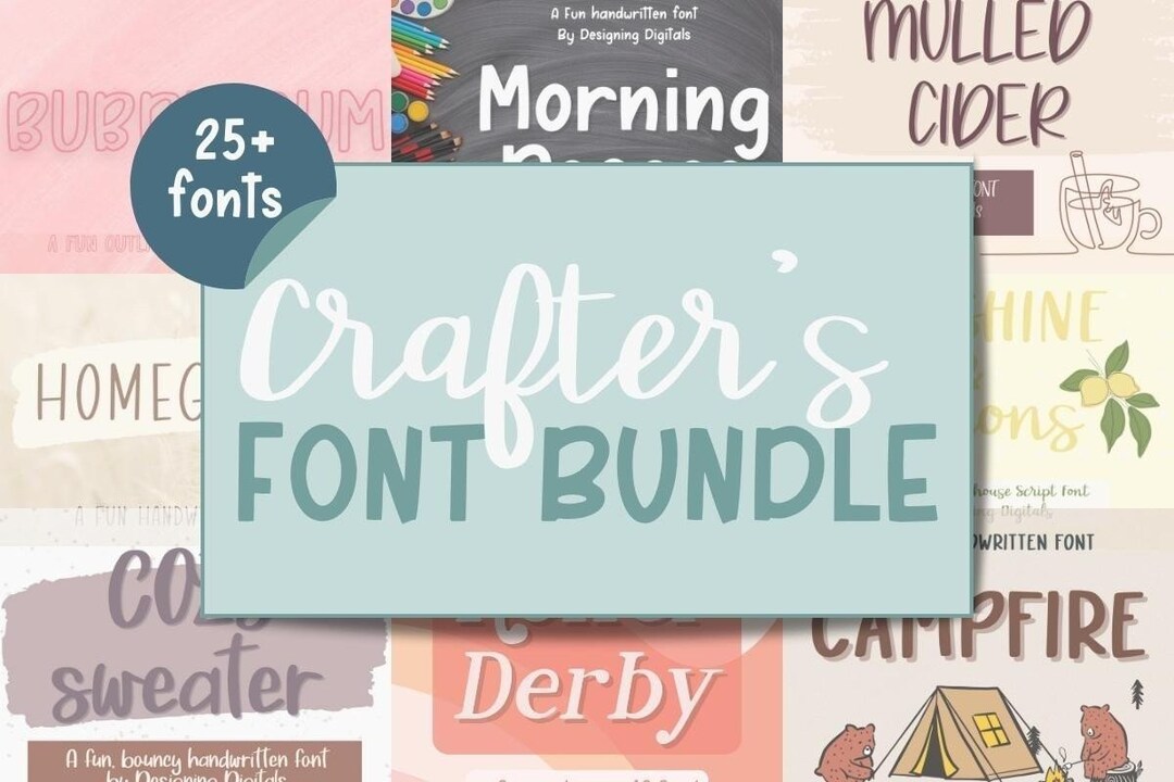 25 Craftfont Bundle, Handwritten Font With Tails, Wedding Font, Modern ...