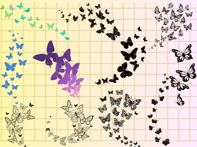 Flying Butterflies Svg Bundle\ Butterfly Silhouette Design Layout ...