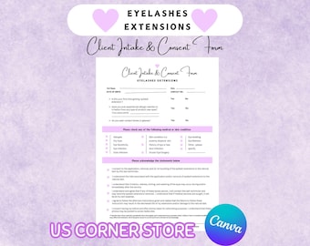 Editable Simple Eyelash Extensions Intake and Consent Form - Etsy