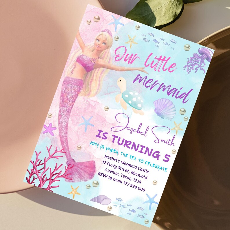 Editable Splish Splash Mermaid Pool Party Invitation Girl Birthday ...