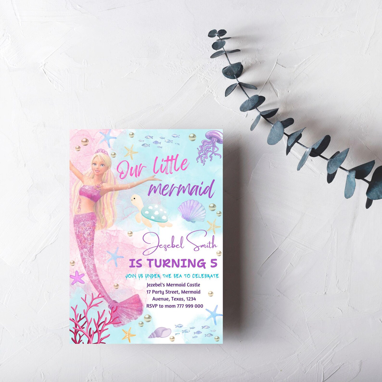 Editable Splish Splash Mermaid Pool Party Invitation Girl Birthday ...