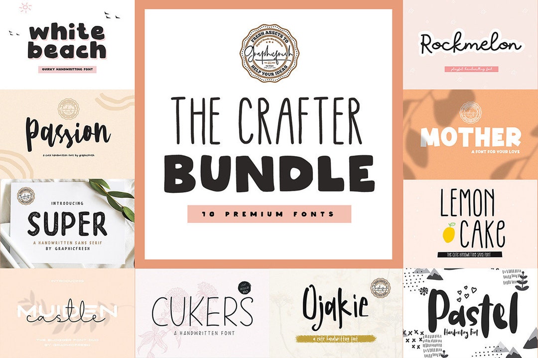 Font Bundle, Craft Font Bundle, Script Font, Handwritten Fonts, Canva ...