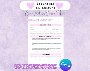 Editable Simple Eyelash Extensions Intake and Consent Form - Etsy
