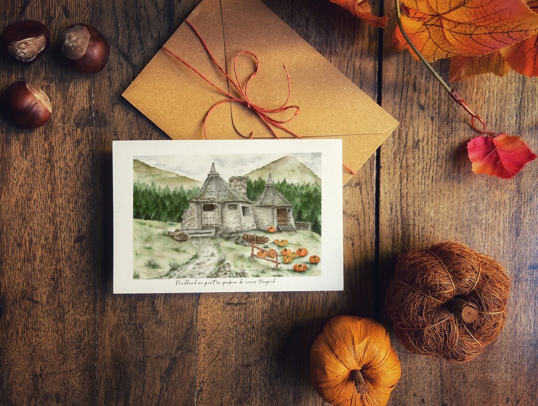 Hagrid's Hut Card Harry Potter Watercolor Illustration Print - Etsy