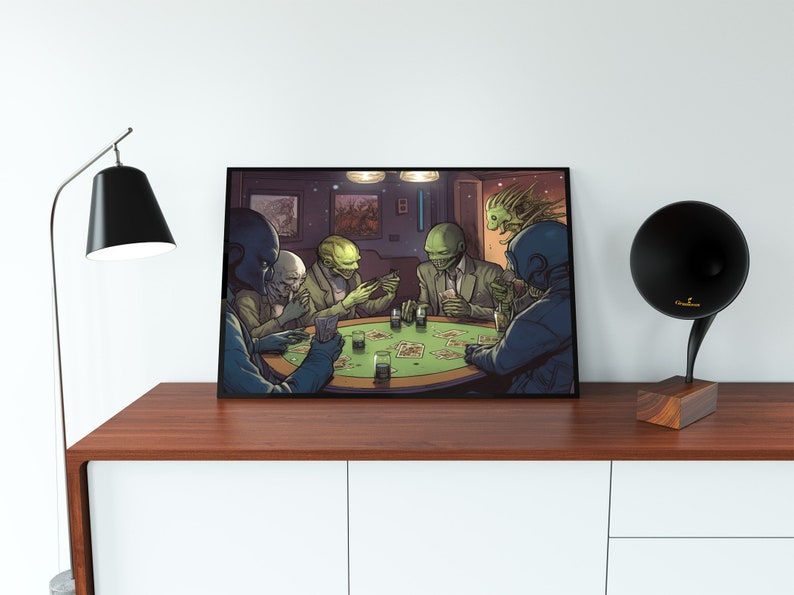 Aliens Playing Card Games Wall Art Decor Poker Card Poster - Etsy