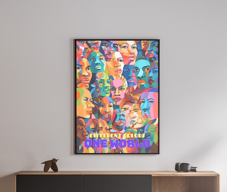 Diversity Poster, Human Equality Art, Multicultural Artwork, Equality ...