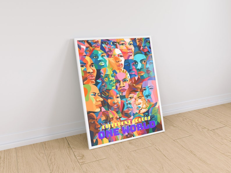 Diversity Poster, Human Equality Art, Multicultural Artwork, Equality ...