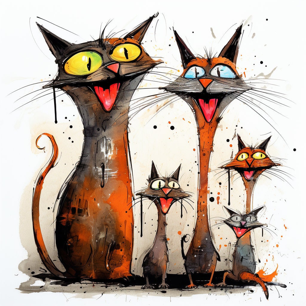 More Happy Cats Clipart Bundle PNG 8 Happy Cats Clipart Render PNG - Etsy