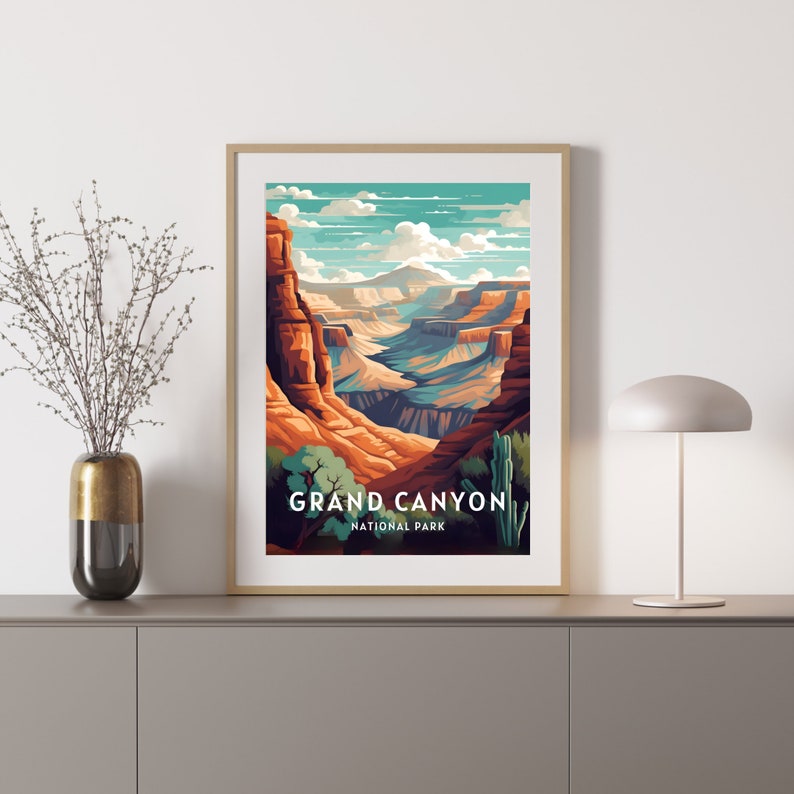Grand Canyon Travel Poster, Grand Canyon Wall Art Print, Grand Canyon ...