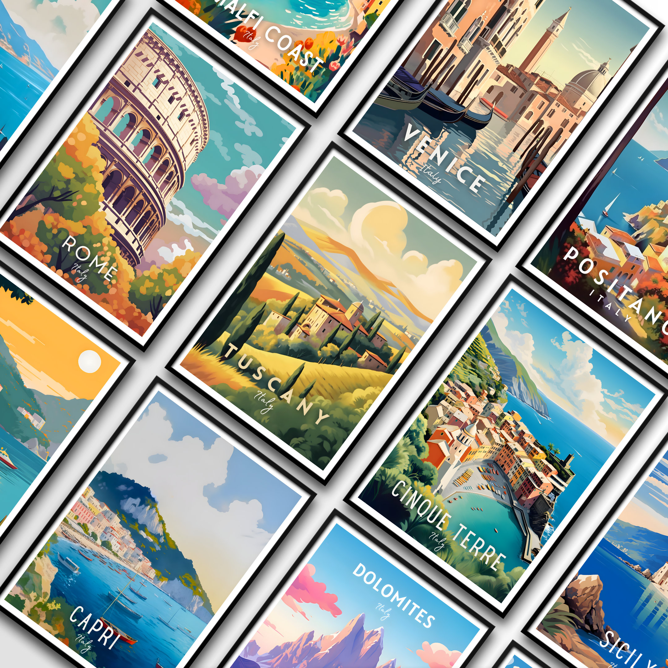 Italy Travel Poster Set of 15, Italy Travel Print Set, Italy Wall Art ...