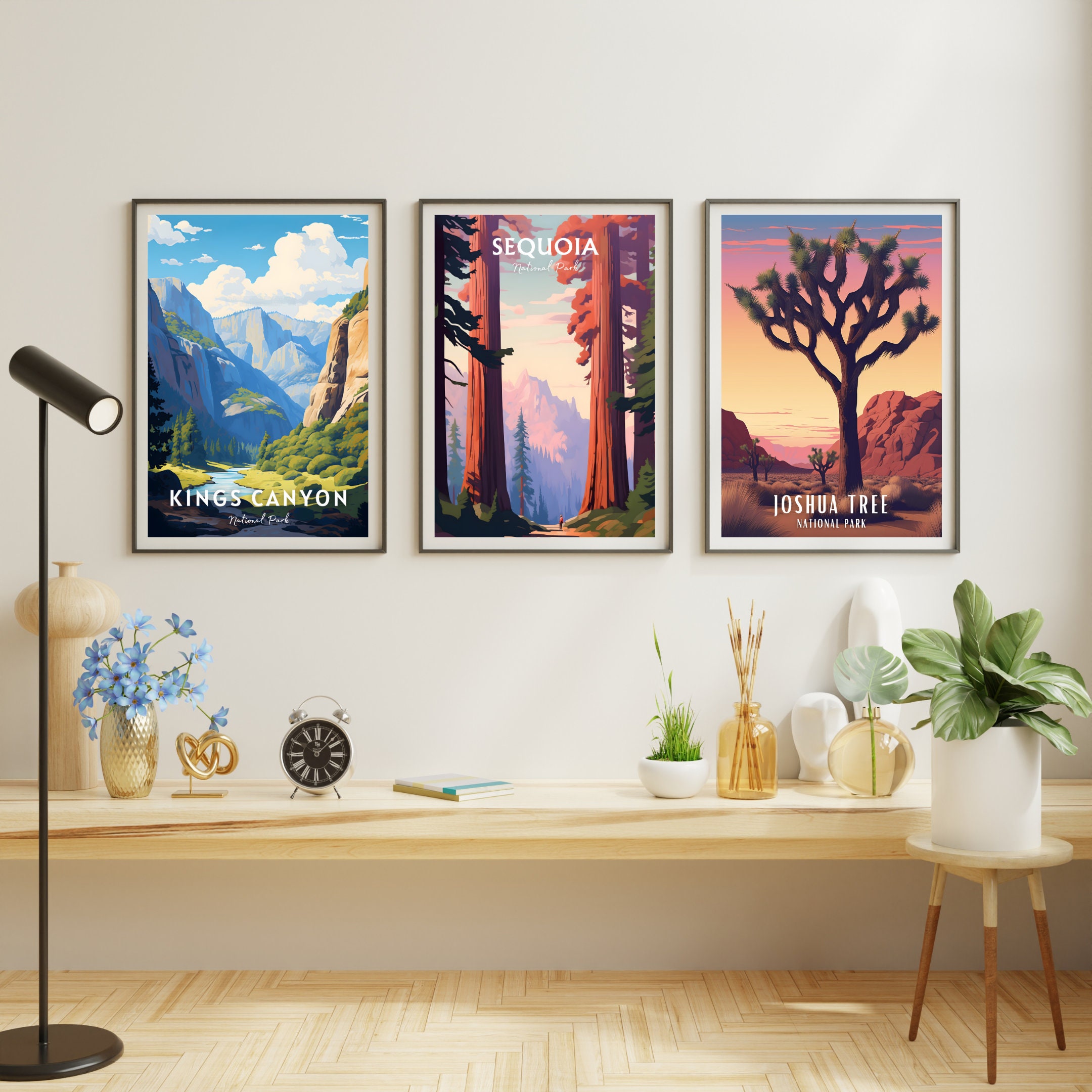 Set of 9 California National Park Posters, National Park Wall Art Set ...