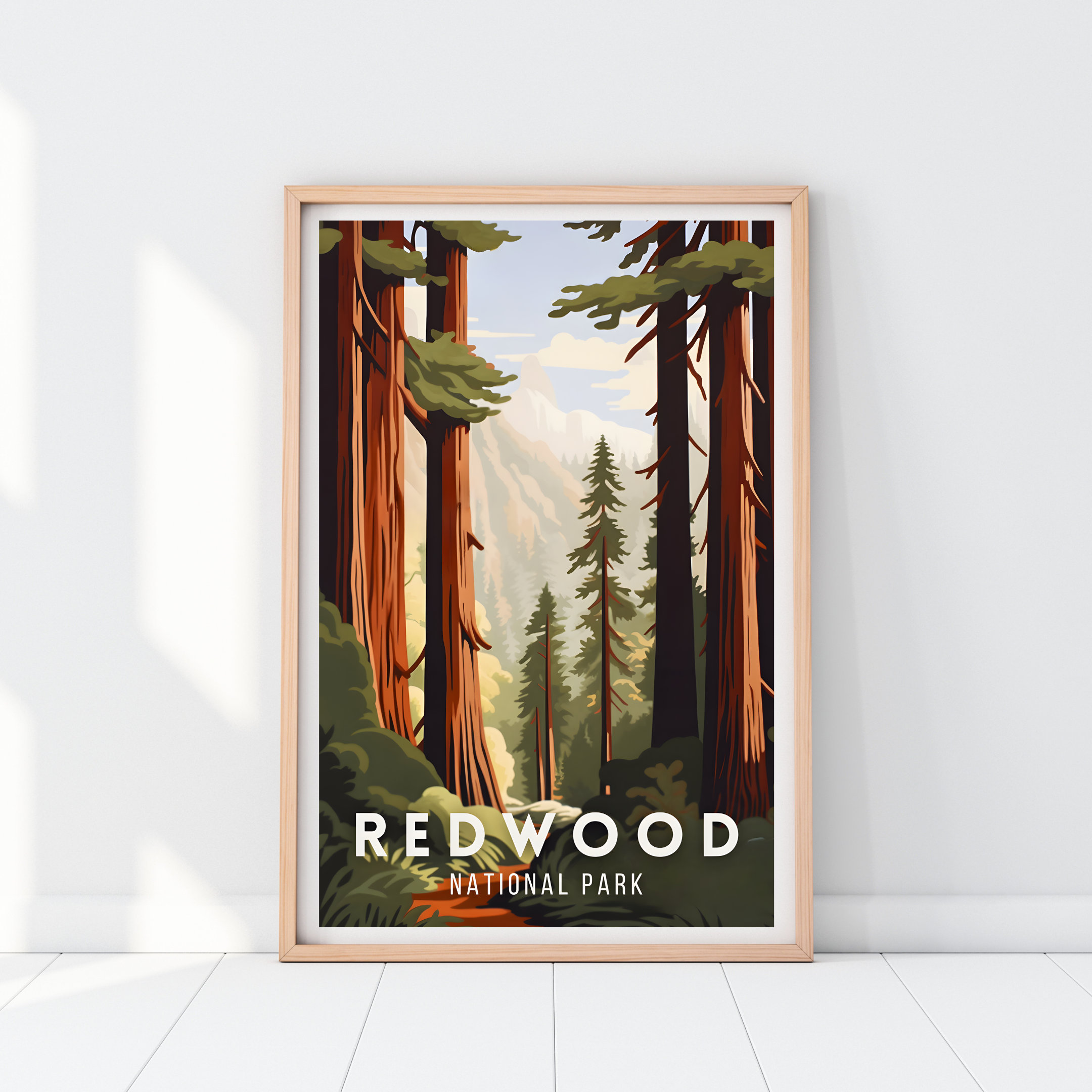 Redwood National Park Travel Poster Redwood Wall Art Print - Etsy