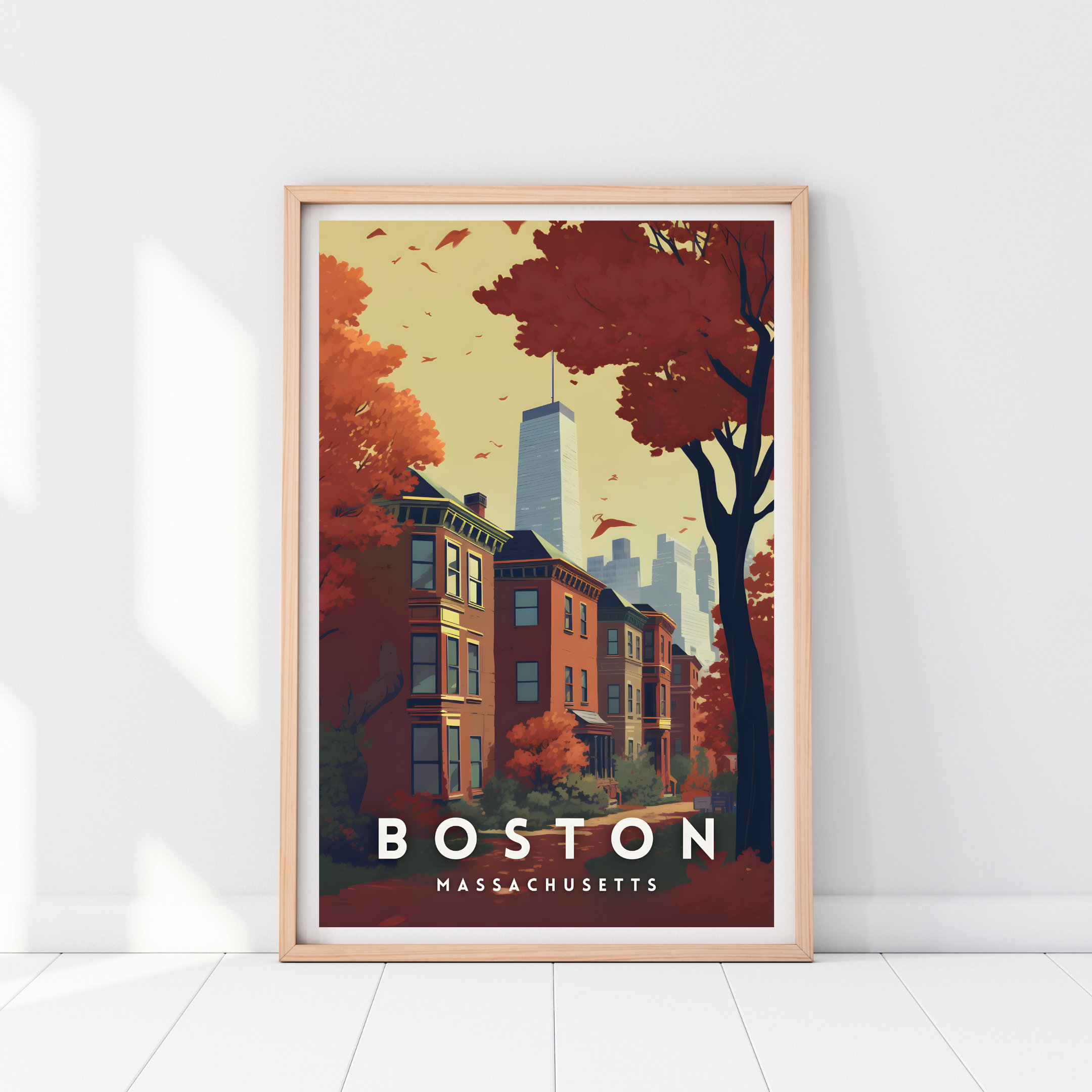 Boston Travel Poster, Boston Wall Art Print, Boston Travel Art Poster ...