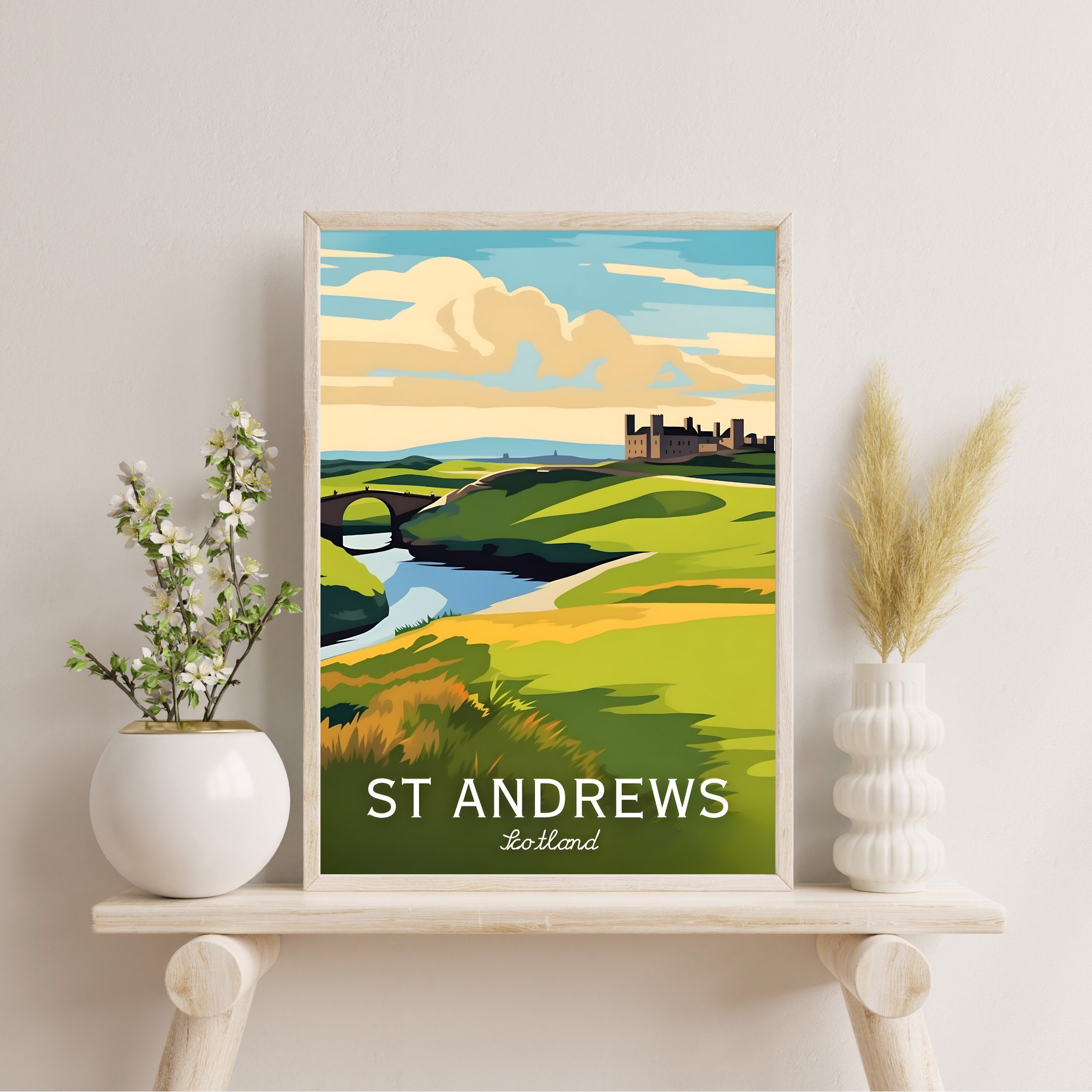 St Andrews Travel Poster, St Andrews Wall Art, St Andrews Travel Art ...
