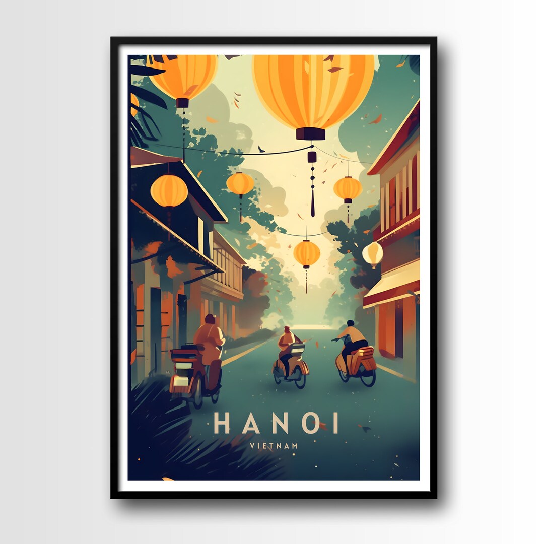 Hanoi Travel Poster, Hanoi Wall Art Print, Hanoi Travel Art, Digital ...