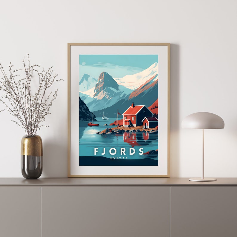 Fjords Travel Poster Norway Travel Poster Fjords Wall Art - Etsy