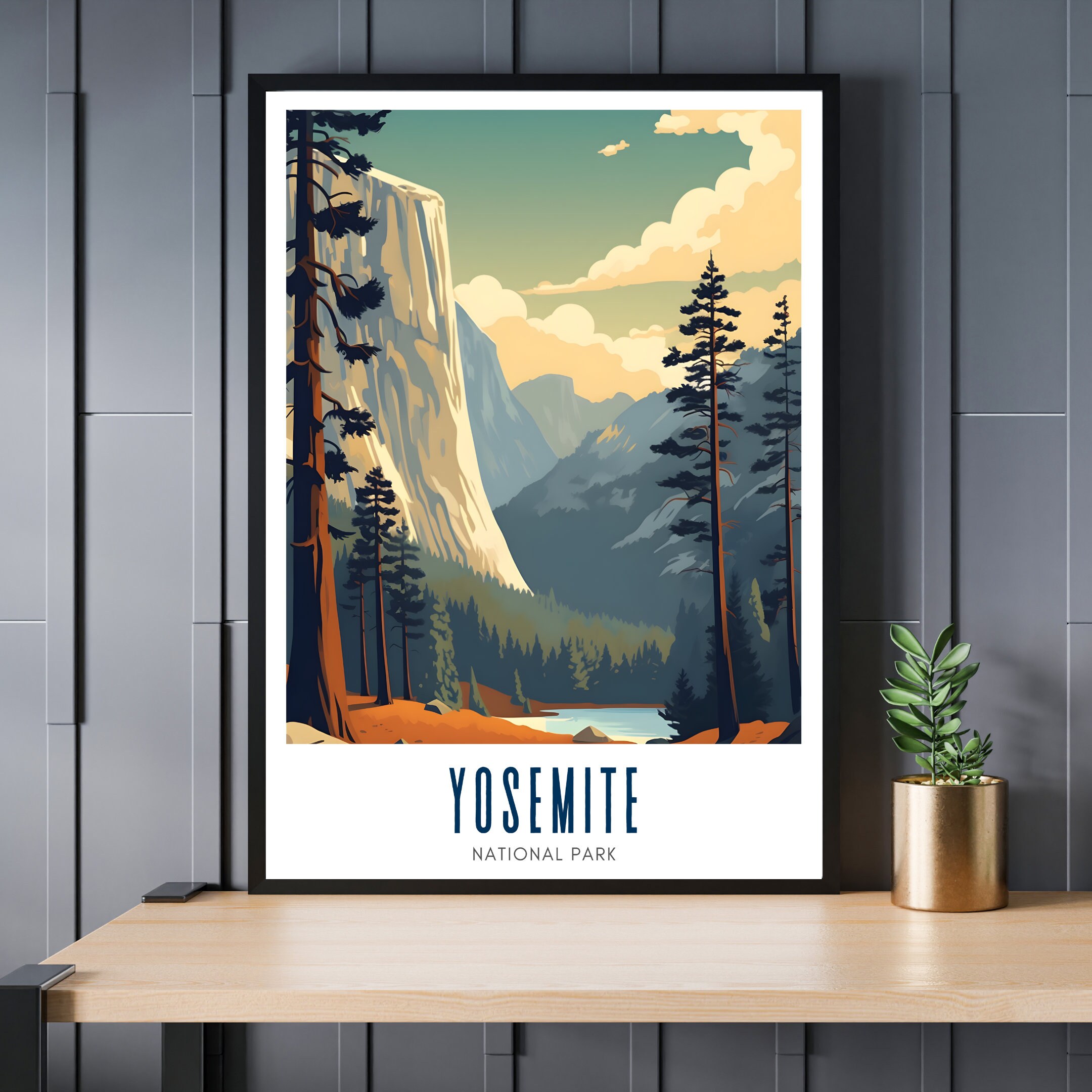Yosemite National Park Travel Poster, Yosemite Wall Art Print, Yosemite ...