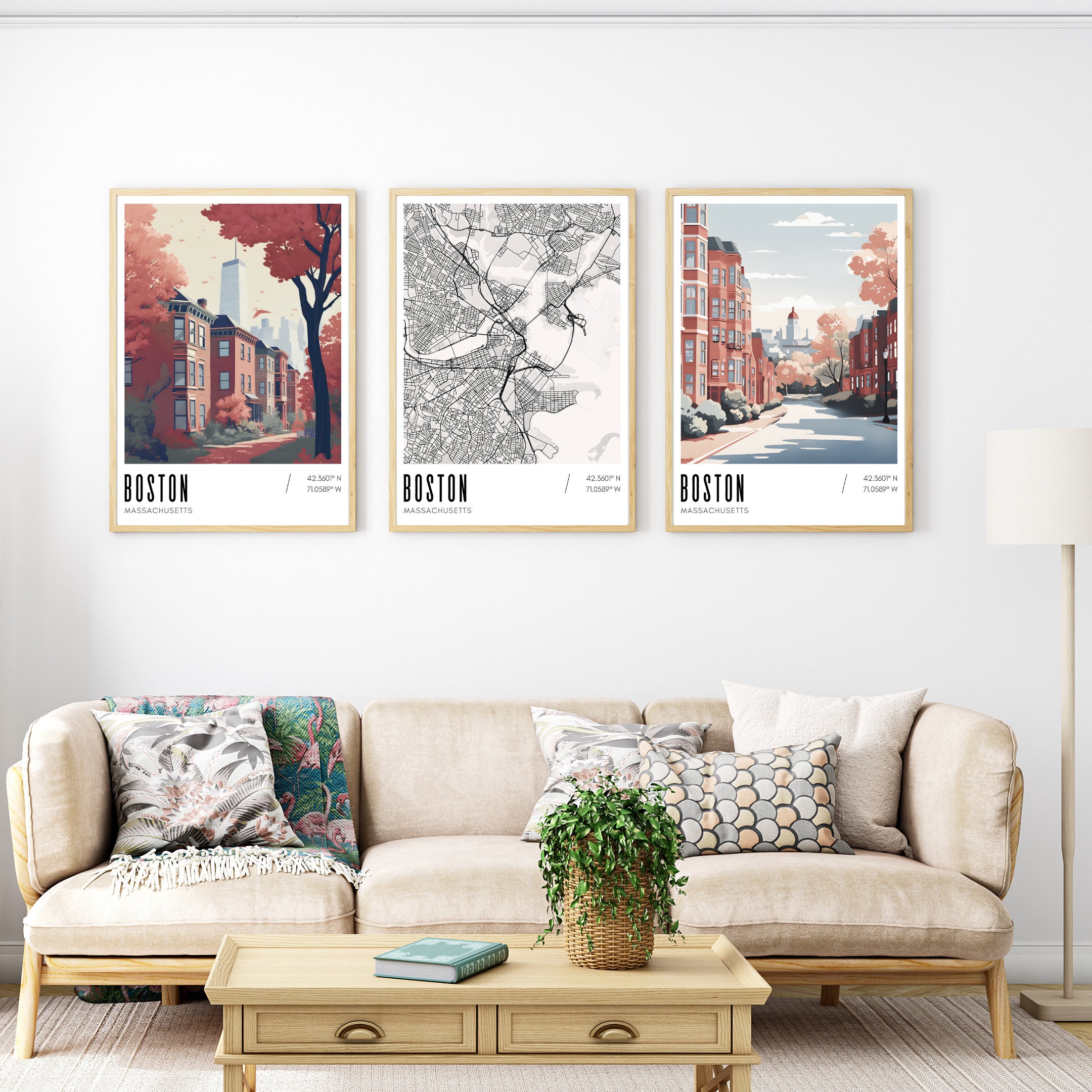 Boston Poster Set, Boston Print, Boston Map Poster, Digital Download ...