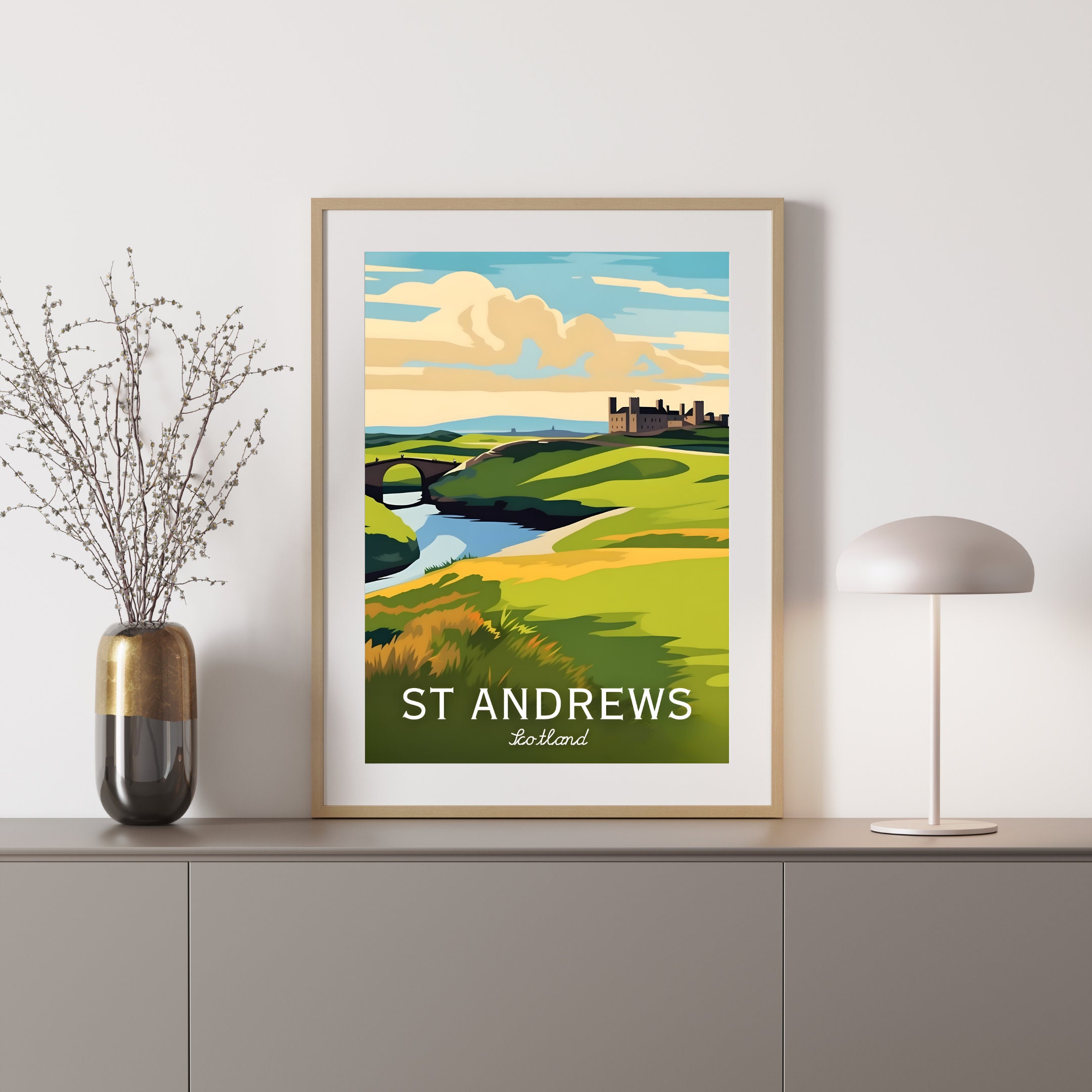 St Andrews Travel Poster, St Andrews Wall Art, St Andrews Travel Art ...