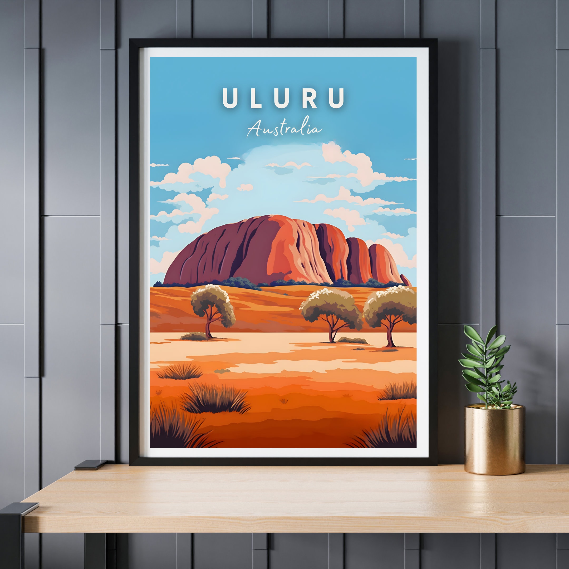 Uluru Travel Poster Uluru Wall Art Print Uluru Travel Art - Etsy