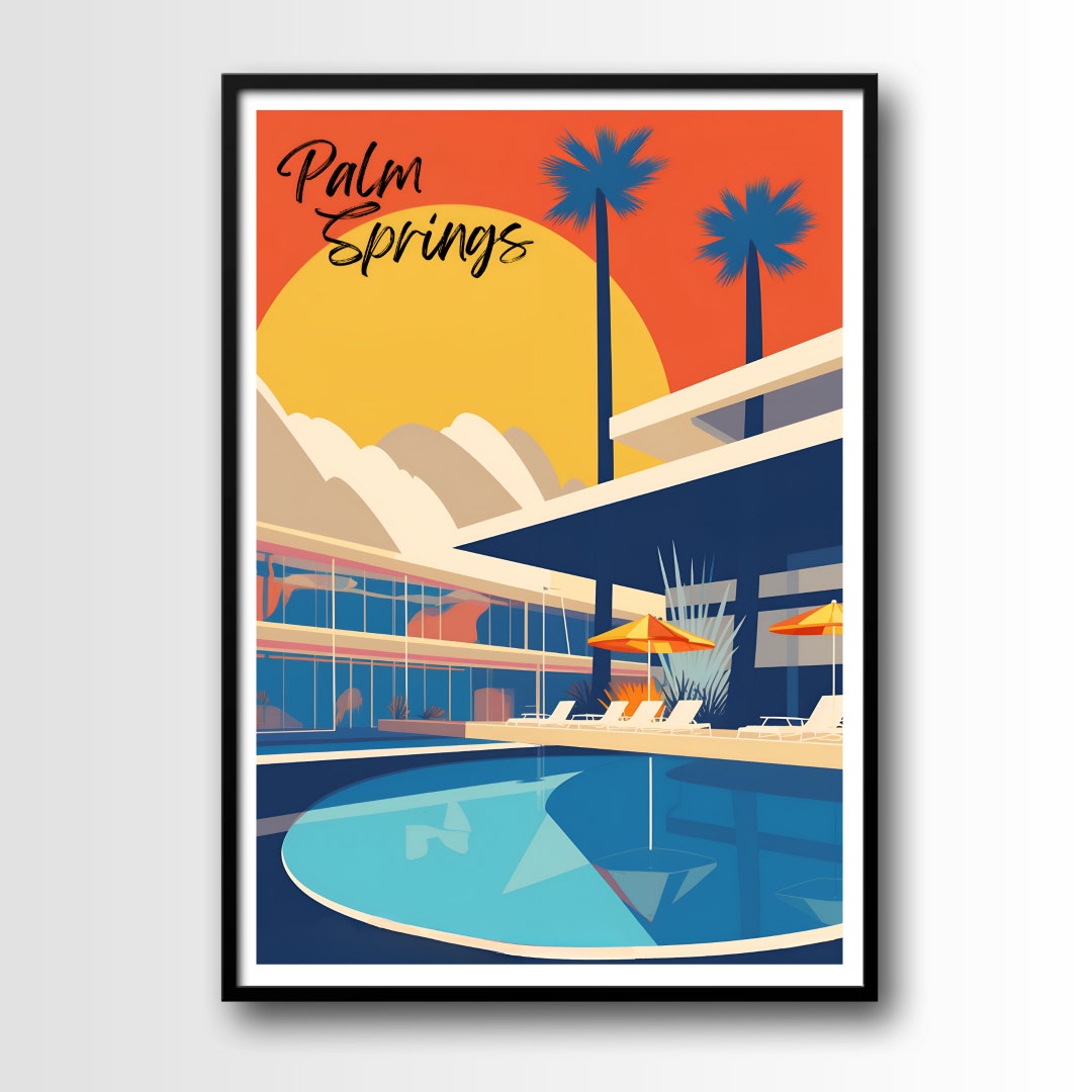 Palm Springs Travel Poster, Palm Springs Wall Art, Palm Springs Print ...
