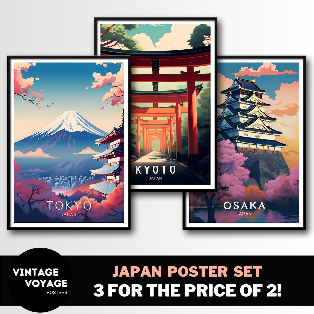 Set of 3 Japan Travel Posters, Japan Travel Poster Set, Japan Wall Art ...