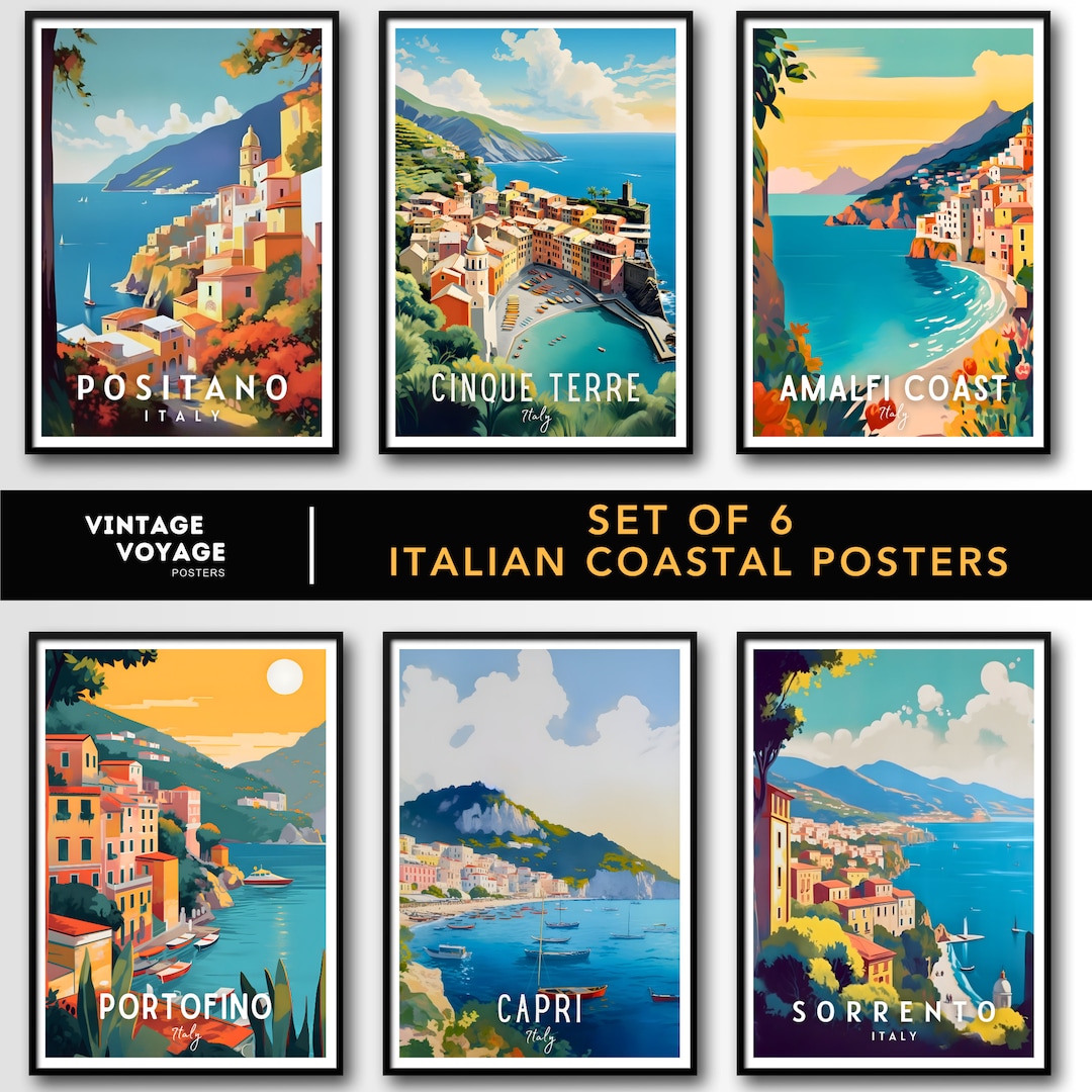 Italy Travel Poster Set, Italy Travel Print Set, Italy Poster Set of 6 ...