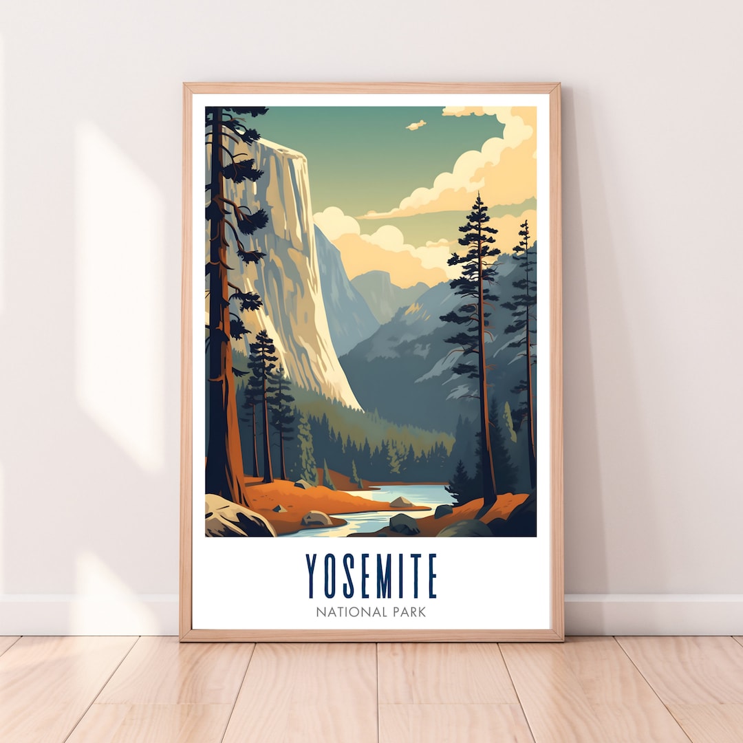 Yosemite National Park Travel Poster, Yosemite Wall Art Print, Yosemite ...