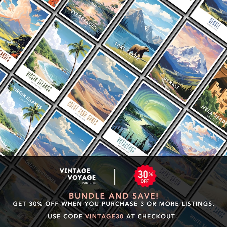Set of All 63 U.S. National Park Posters, National Park Wall Art Set ...