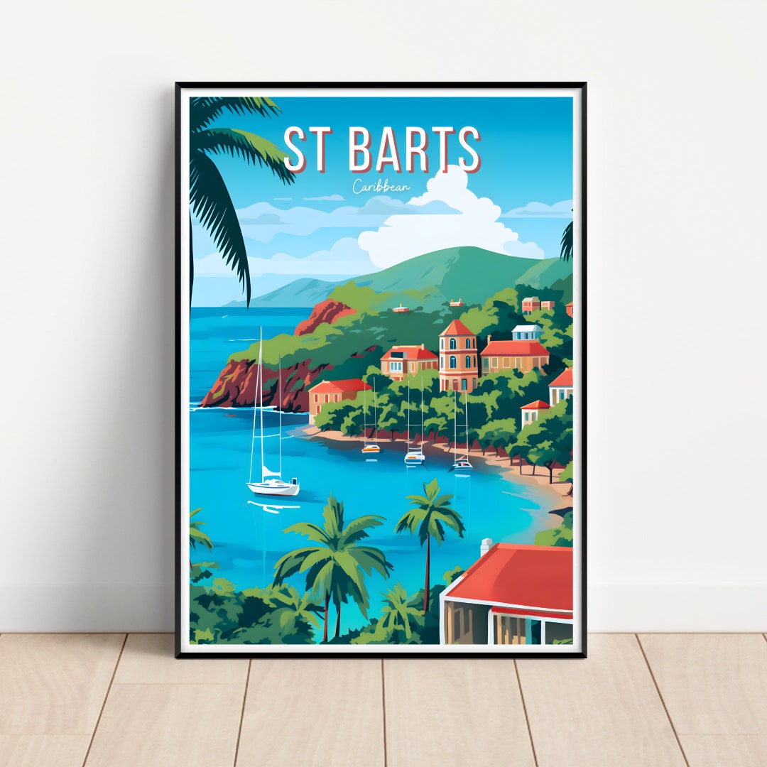 St Barts Travel Poster, St Barts Wall Art, St Barts Print, Digital ...