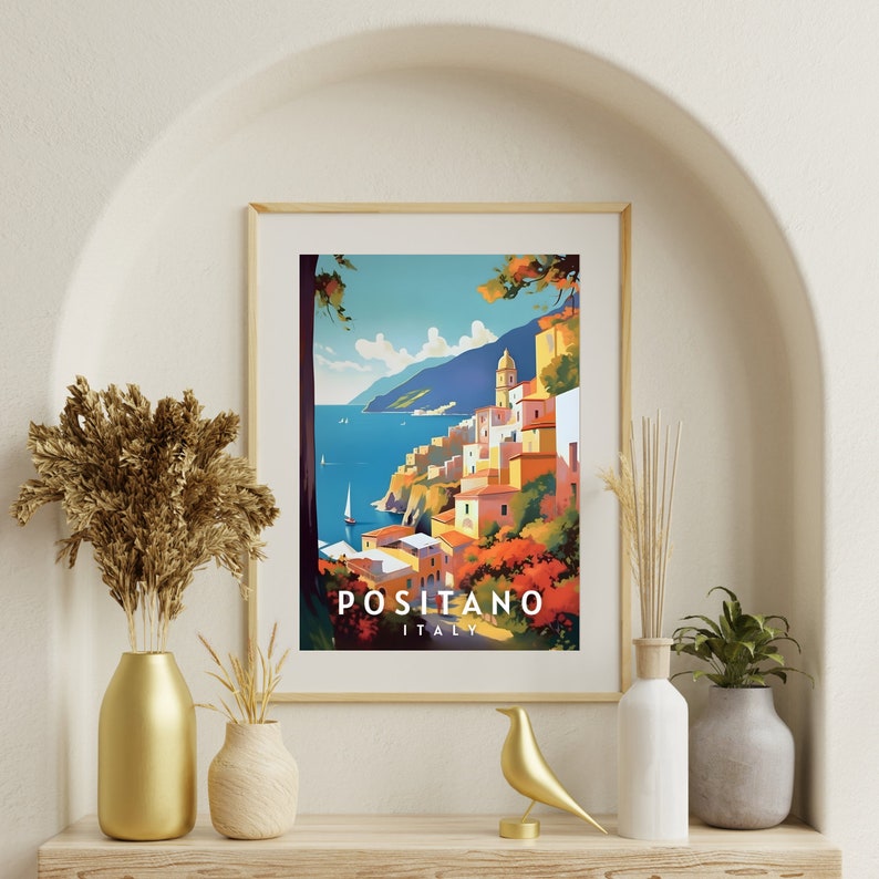 Positano Travel Poster, Positano Wall Art Print, Positano Travel Art ...