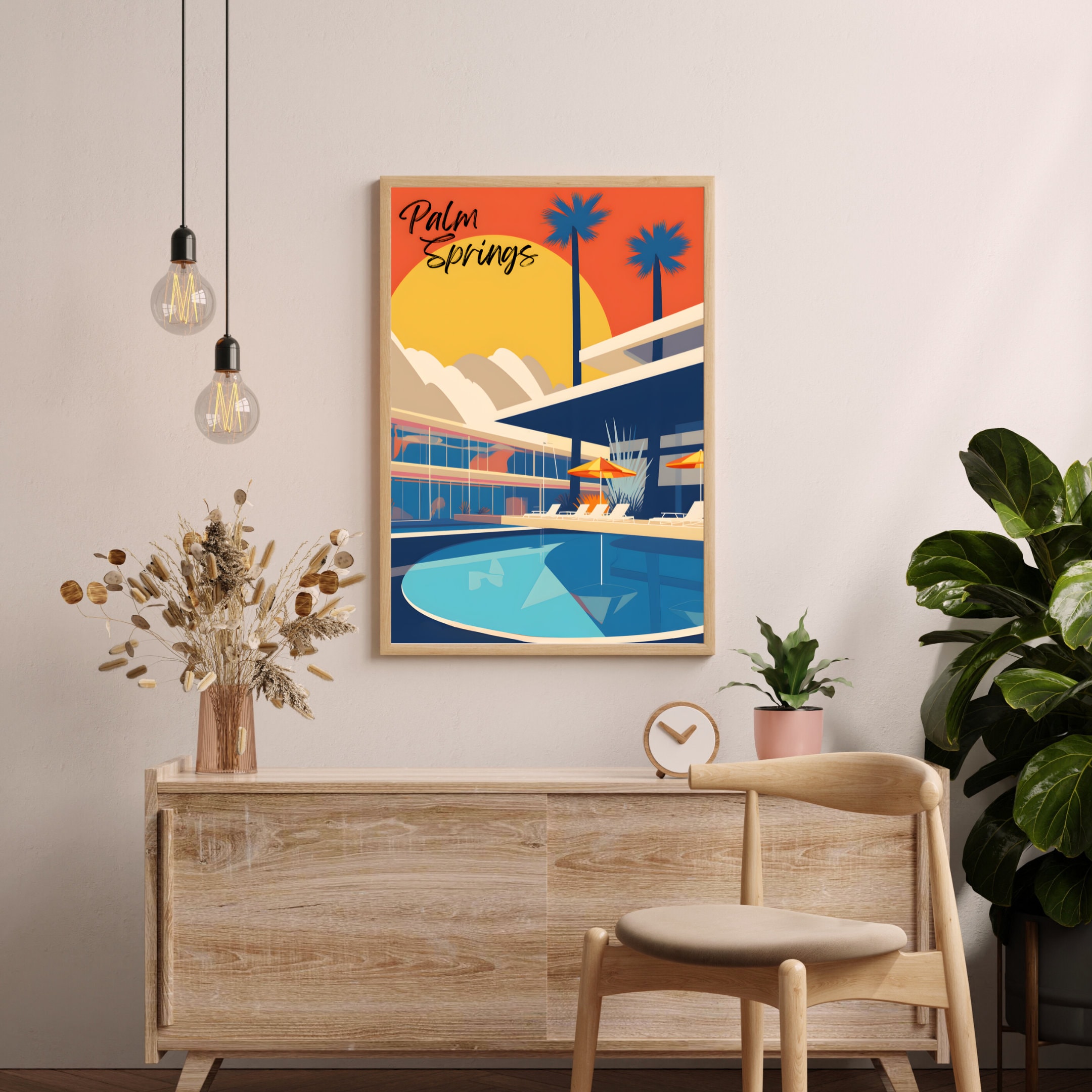 Palm Springs Travel Poster Palm Springs Wall Art Print Palm - Etsy