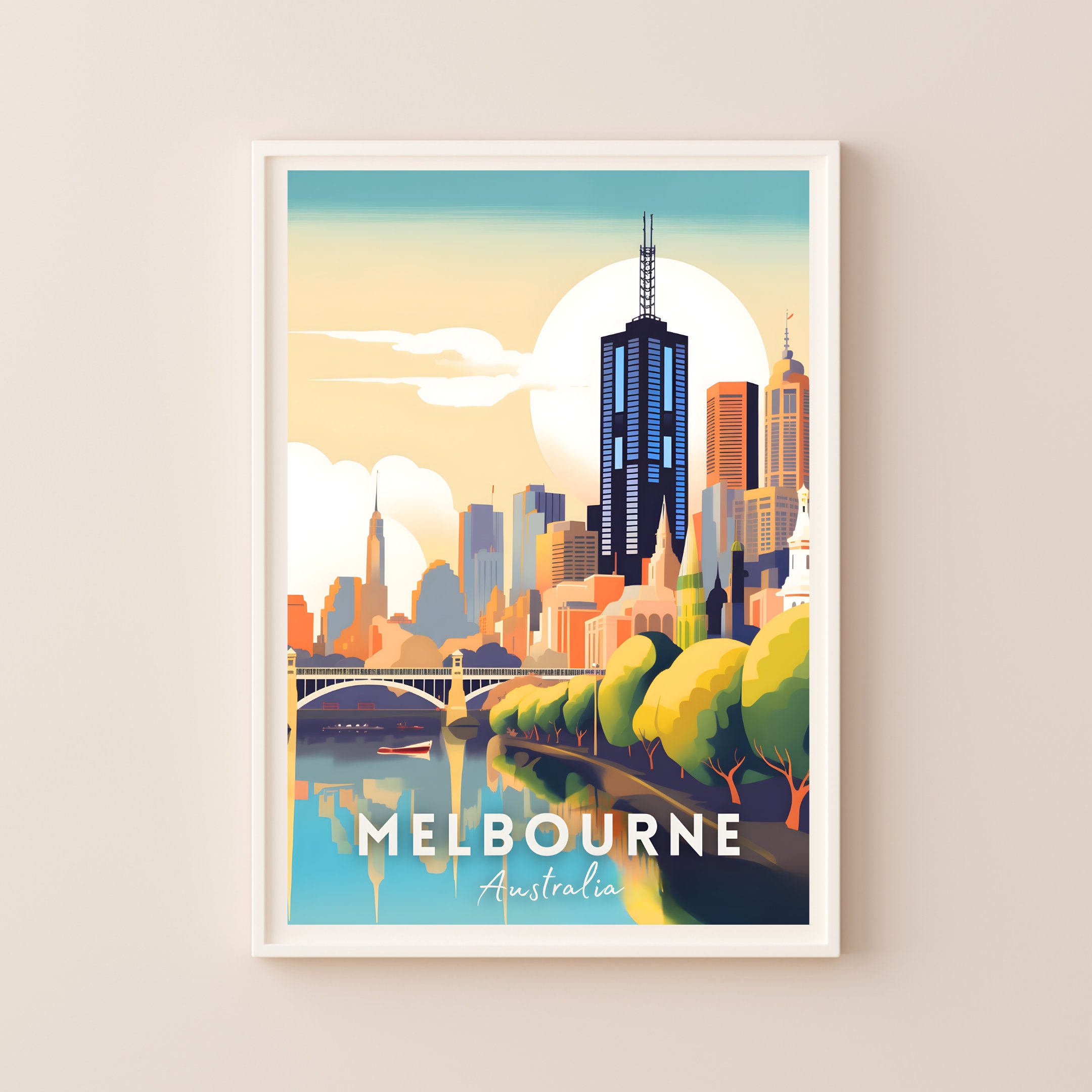 Melbourne Australia Travel Poster Melbourne Wall Art Print - Etsy
