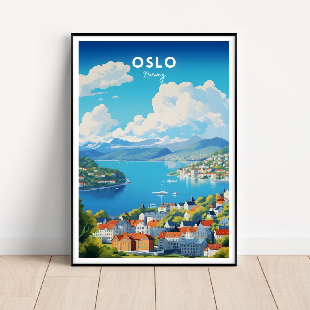 Oslo Travel Poster, Oslo Print, Oslo Wall Art, Norway Print, Printable ...