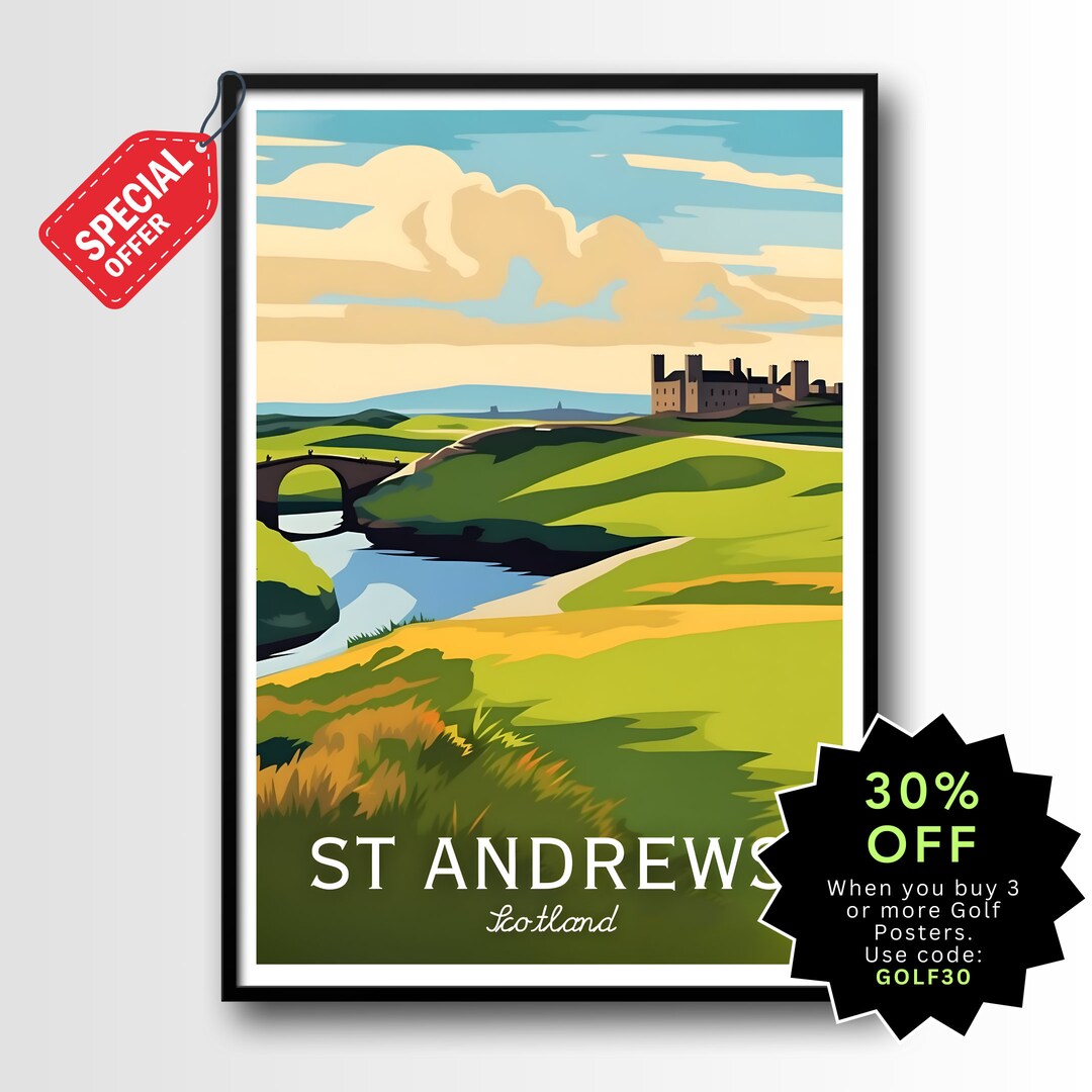 St Andrews Travel Poster, St Andrews Wall Art, St Andrews Travel Art ...