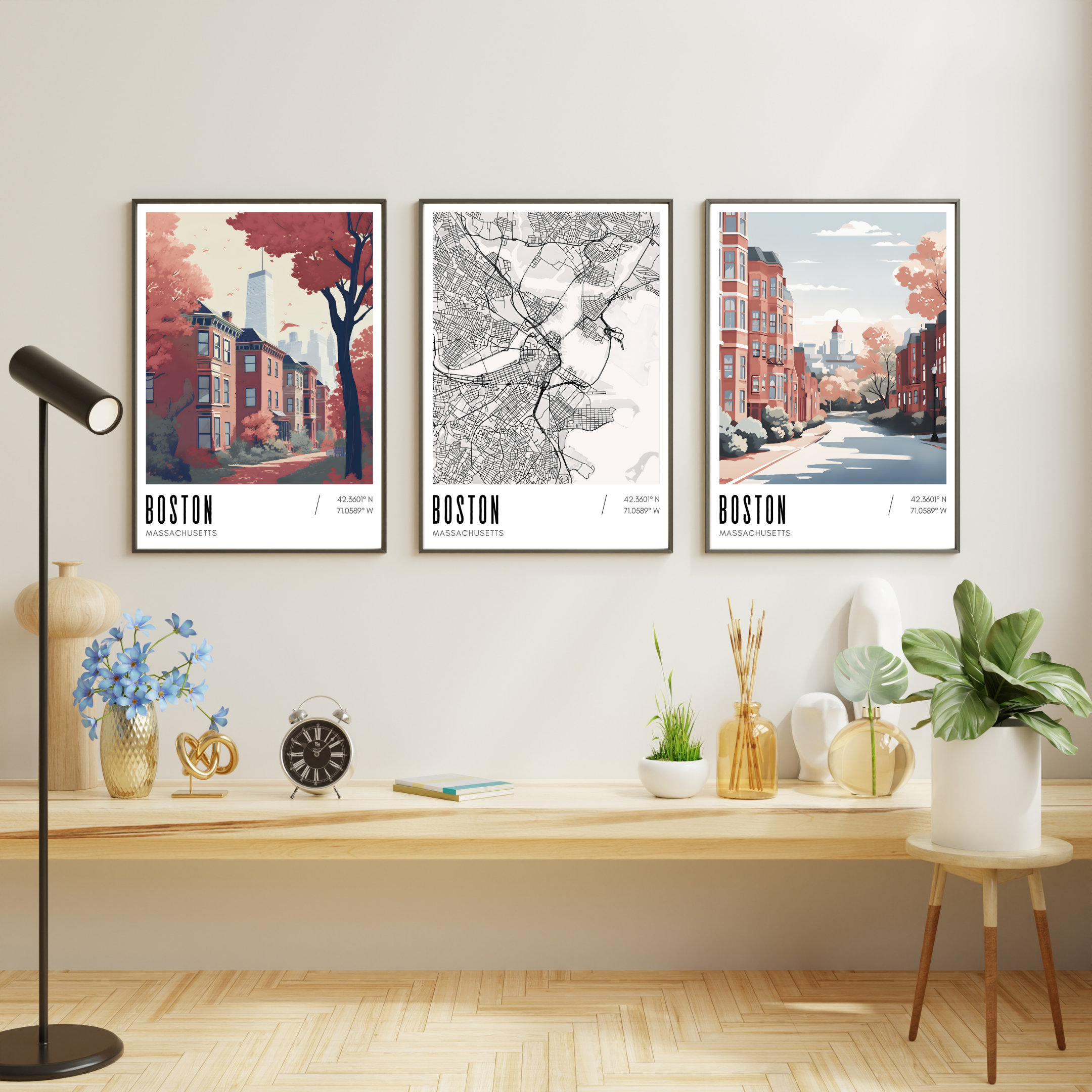 Boston Poster Set, Boston Print, Boston Map Poster, Digital Download ...