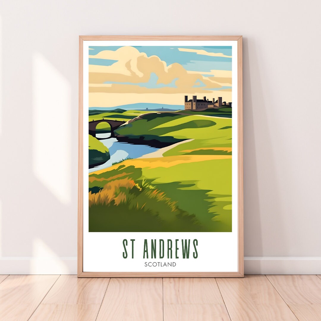 St Andrews Travel Poster, St Andrews Wall Art, St Andrews Travel Art ...
