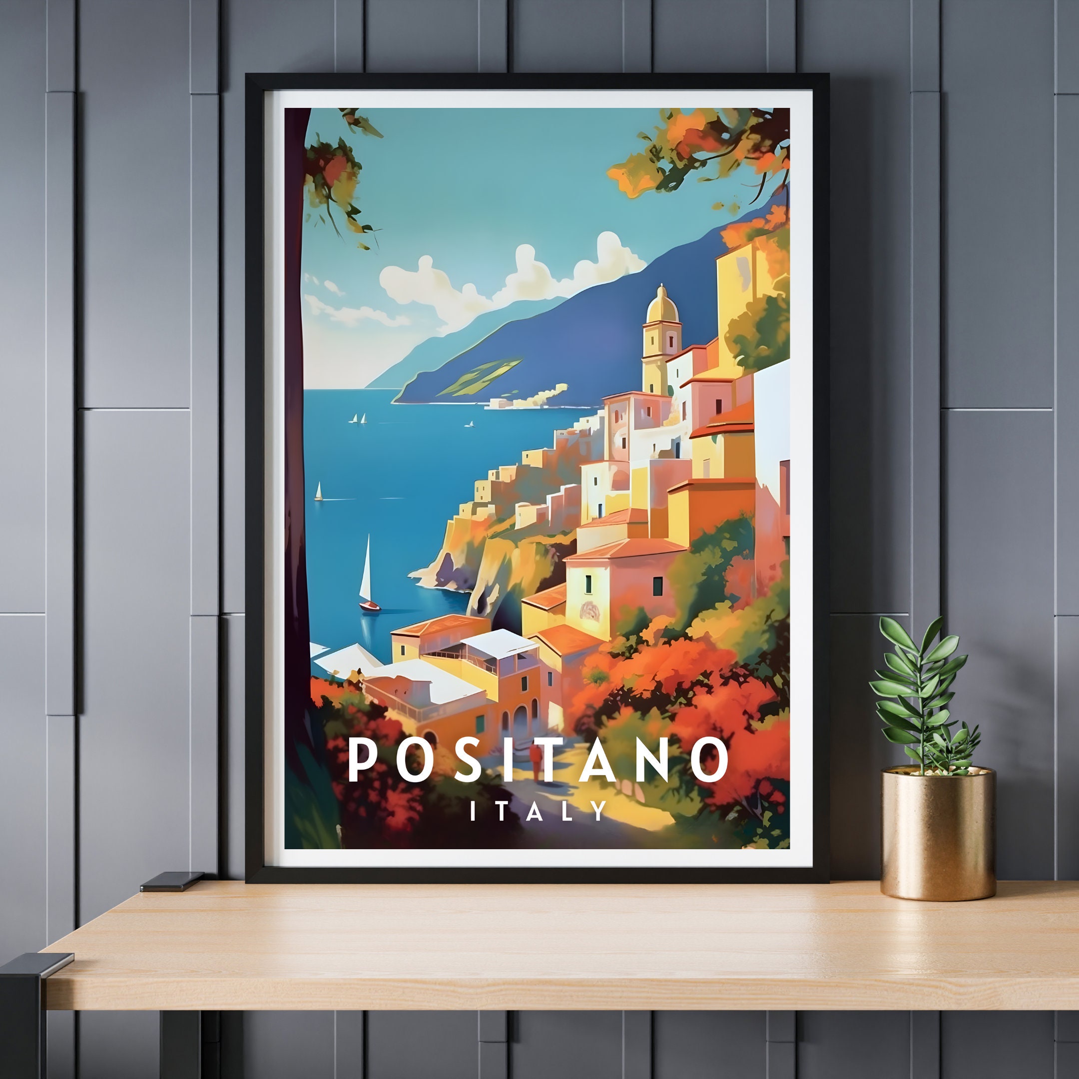 Positano Travel Poster, Positano Wall Art Print, Positano Travel Art ...