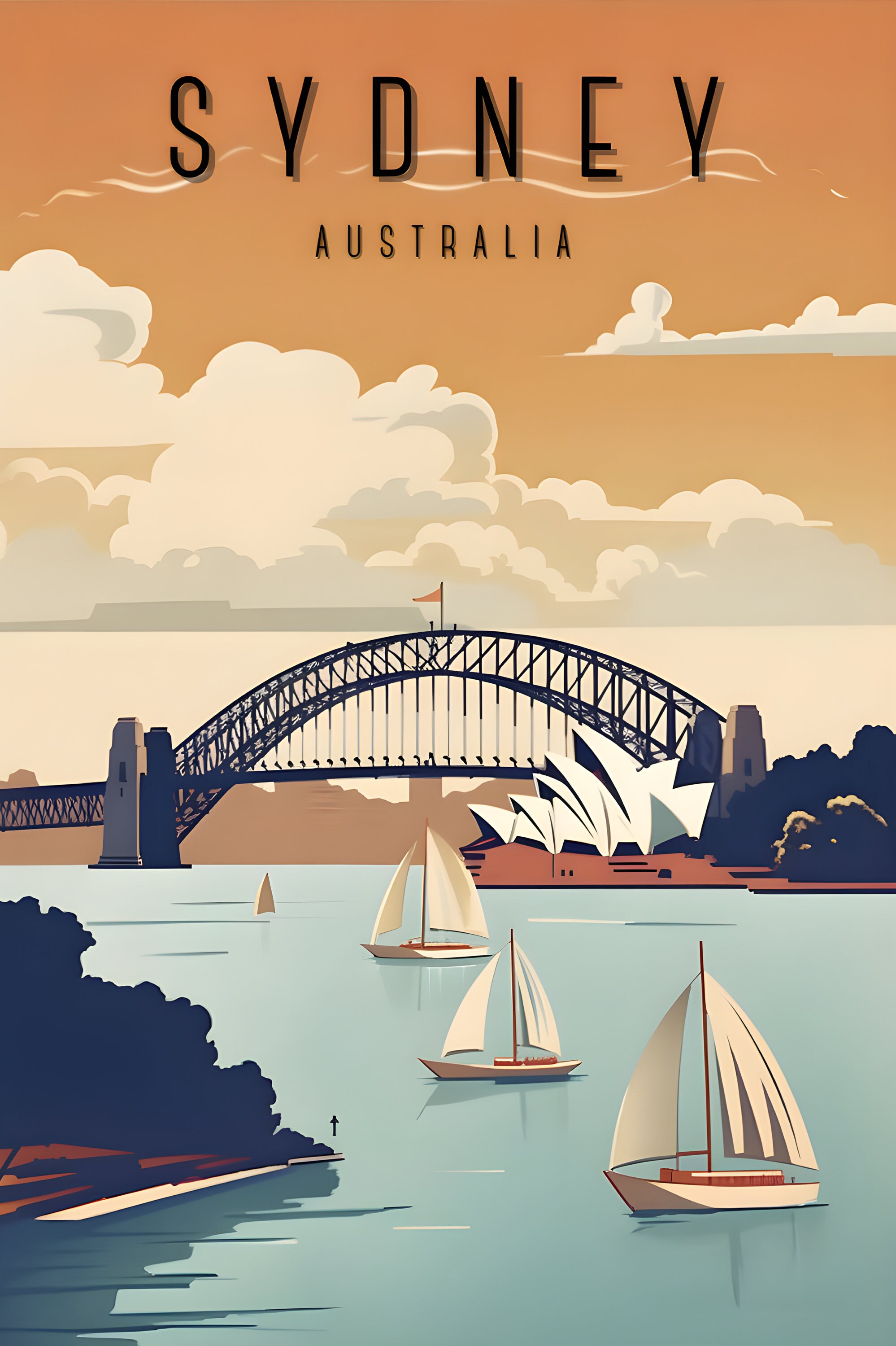 Sydney Travel Poster, Sydney Wall Art Print, Sydney Travel Art Poster, Digital Download ...